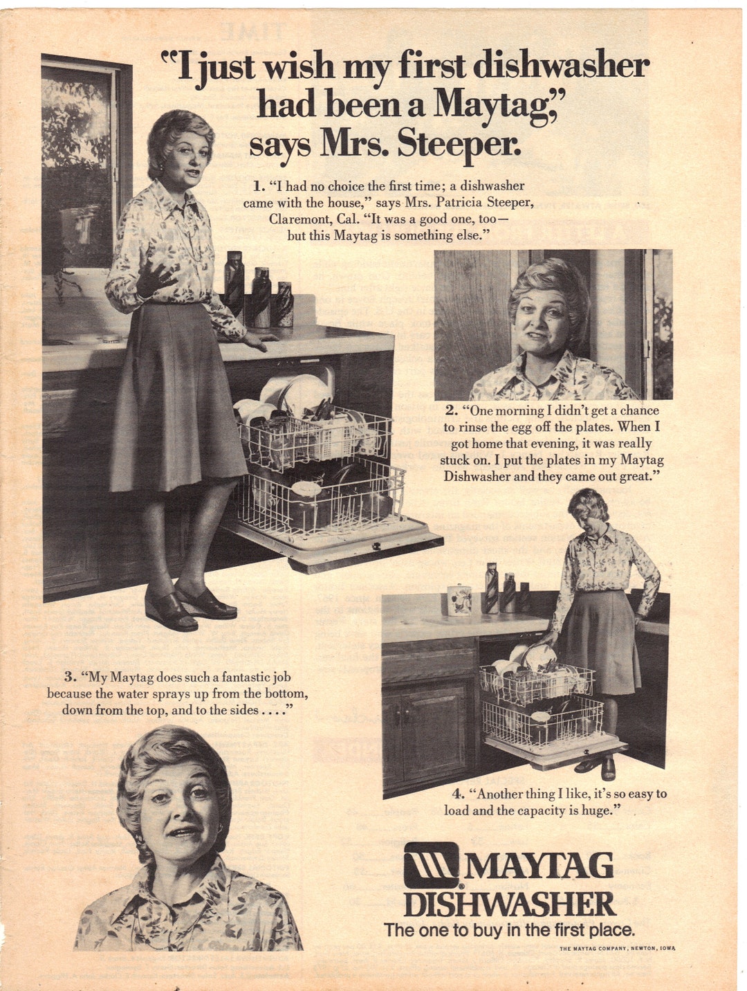 Vintage 1975 Maytag Dishwasher Print Ad - Etsy