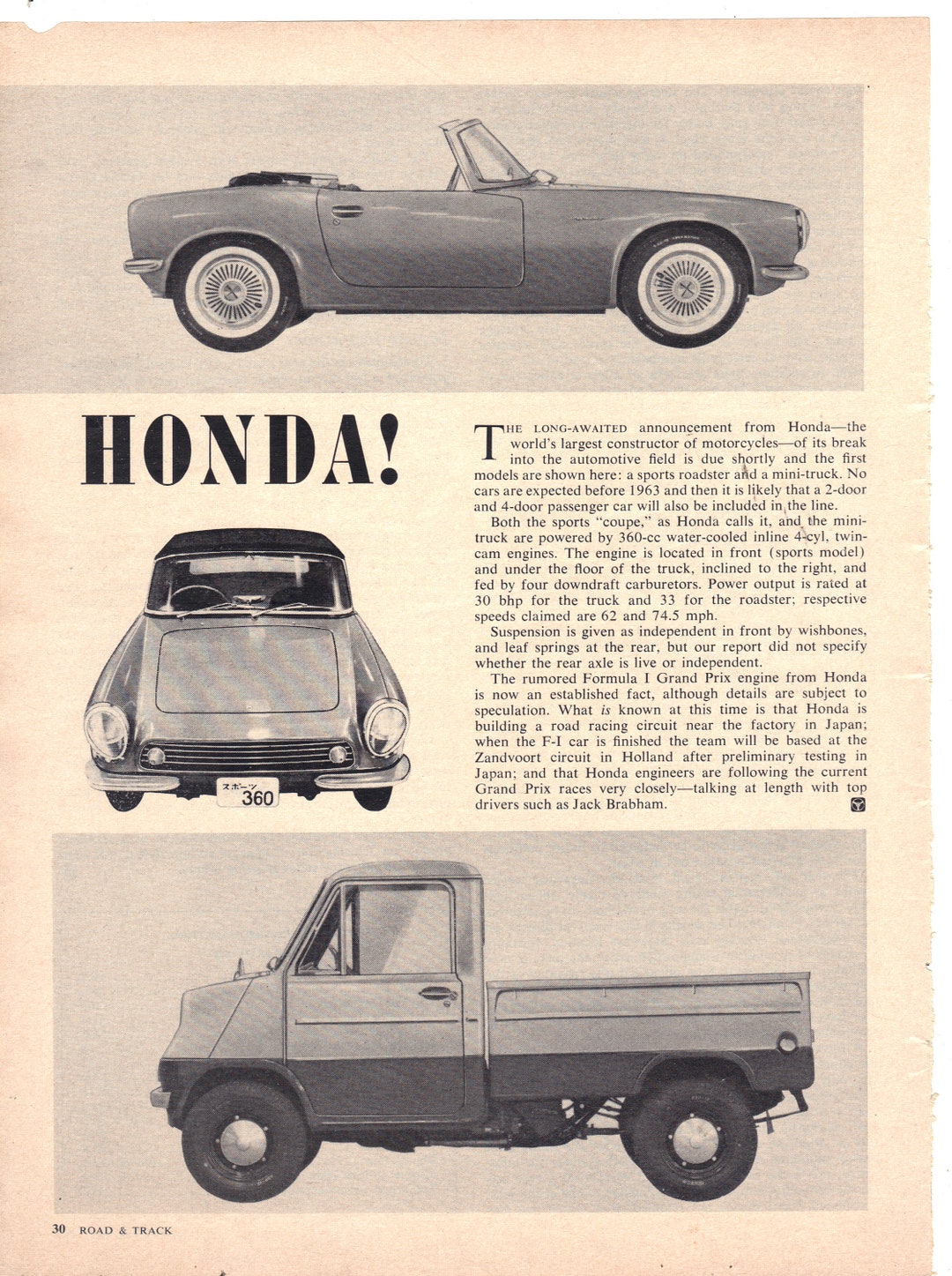 Rare Vintage 1962 Honda Print Ad - Etsy