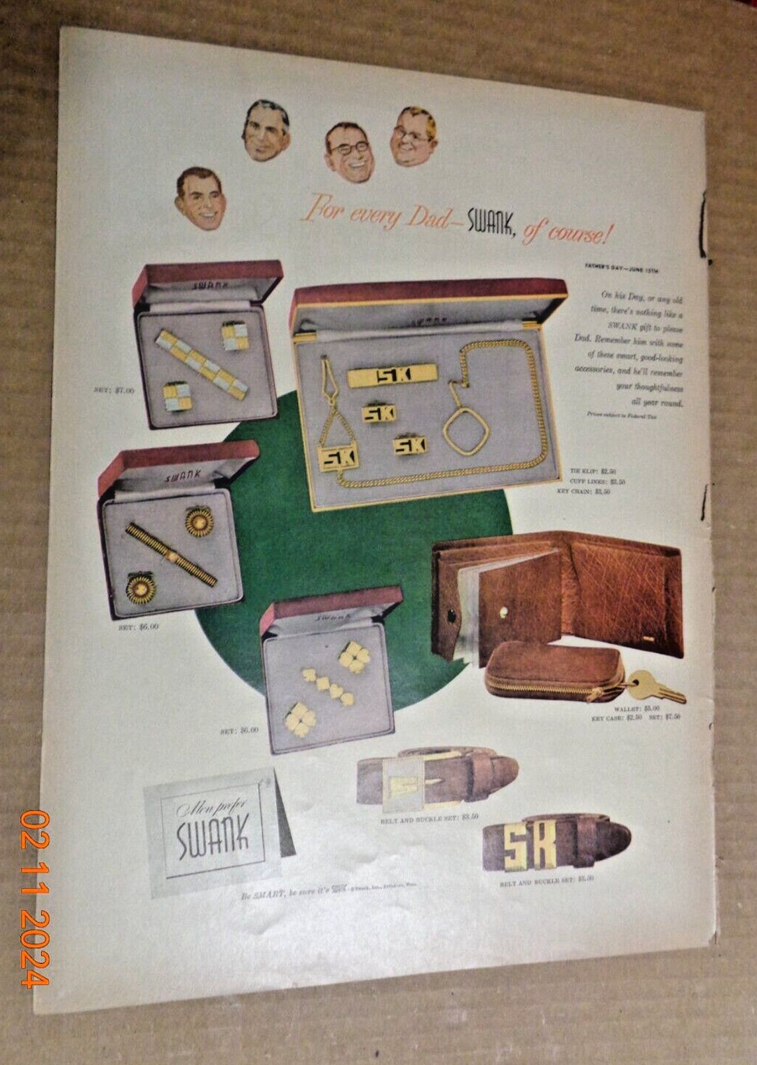Vintage Print Ad -1952 for Swank Mens Gifts and Fire-king Ovenware - Etsy