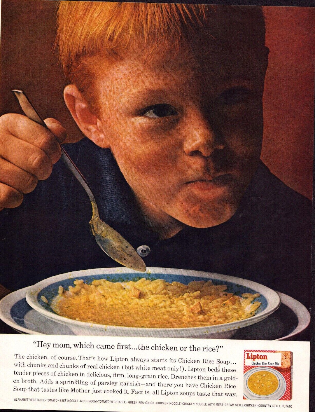 Vintage Print Ad -1963 for Lipton Chicken Rice Soup Mix - Etsy