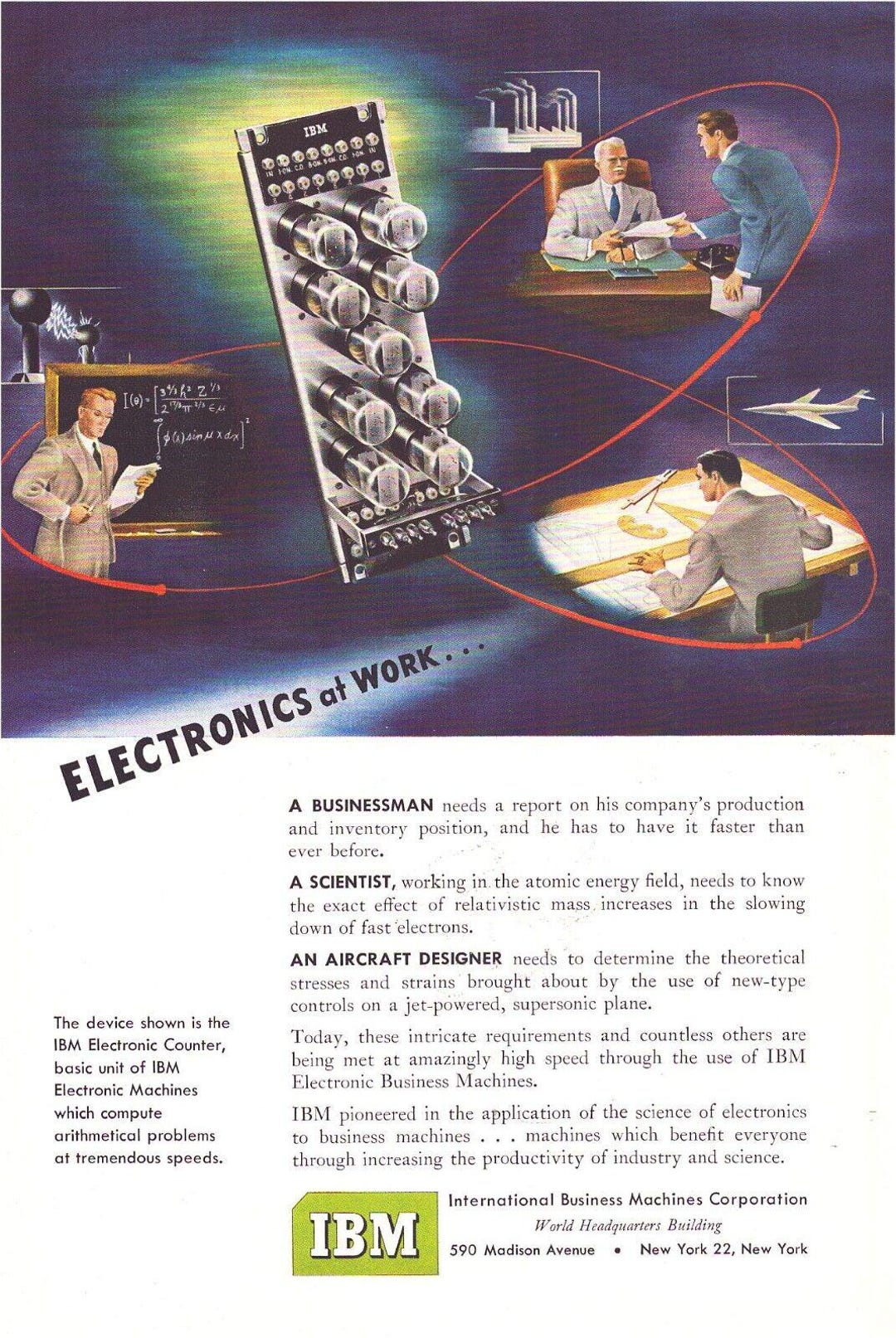 1950 IBM Electronic Counter Vintage Print Ad Electronics at Work - Etsy