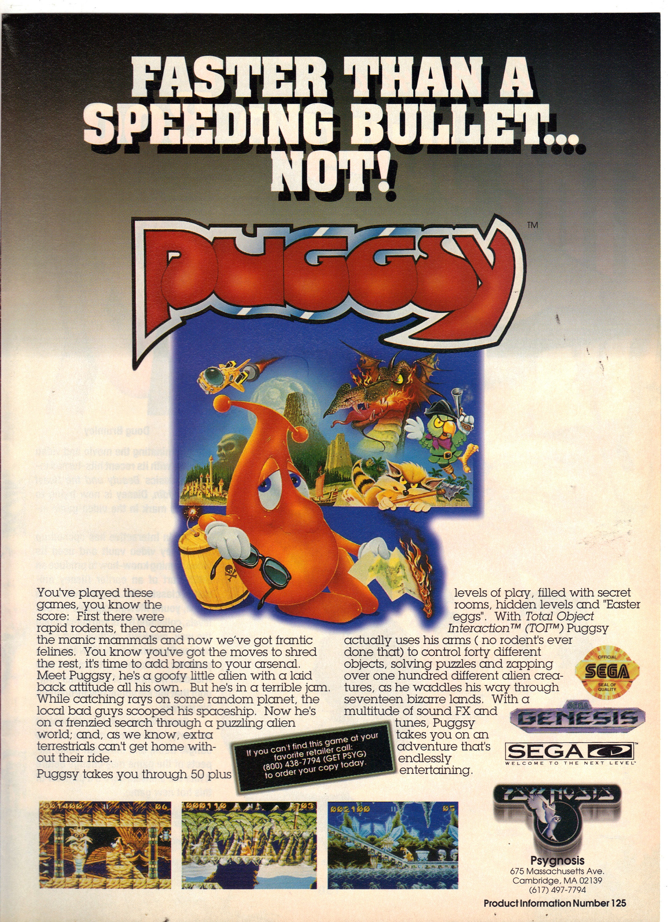 Vintage 1993 Print Ad for Puggsy Sega - Etsy