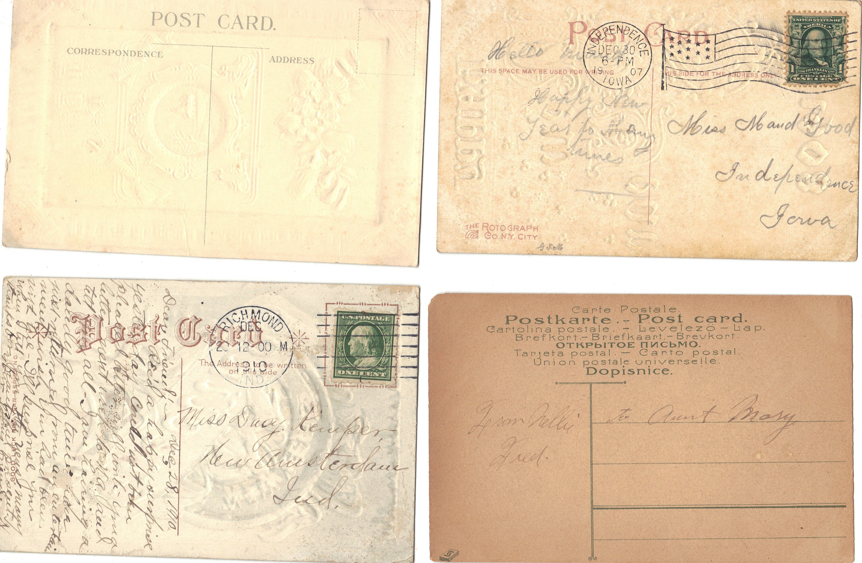 Lote de 4 postales antiguas de Feliz Año Nuevo Lote 942 - Etsy España