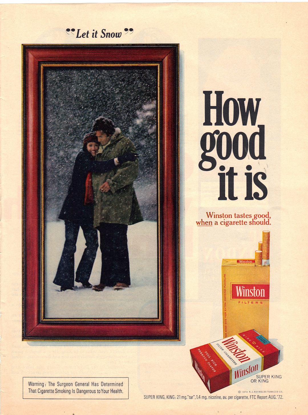 Vintage 1973 Winston Cigarettes Print Ad - Etsy
