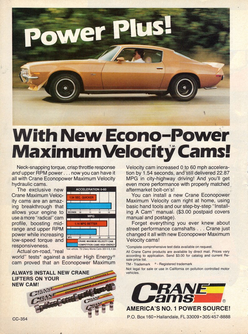 Vintage 1984 Print Ad for Crane Cams - Etsy