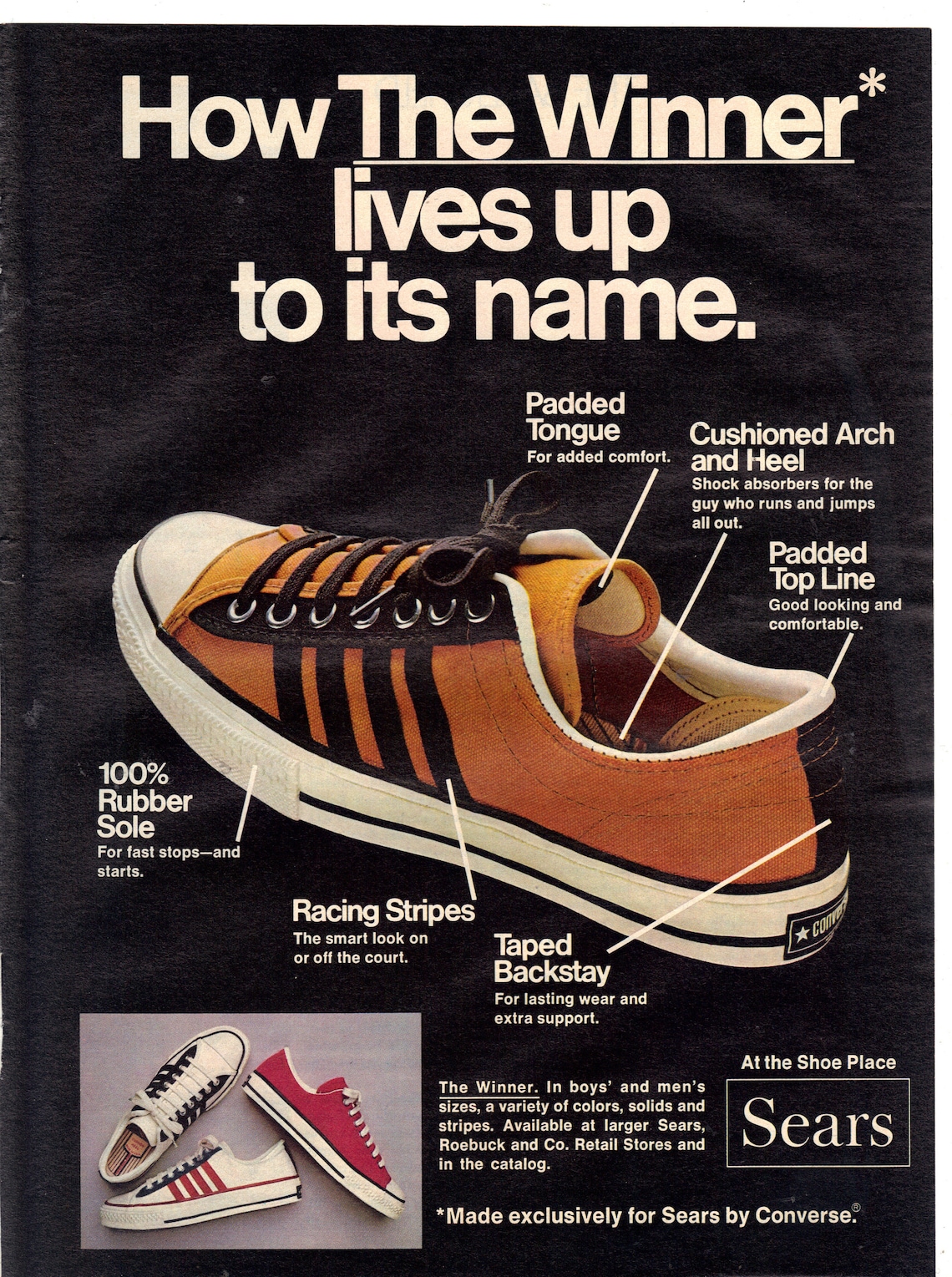 Vintage 1972 Print Ad for the Winner by Converse - Etsy