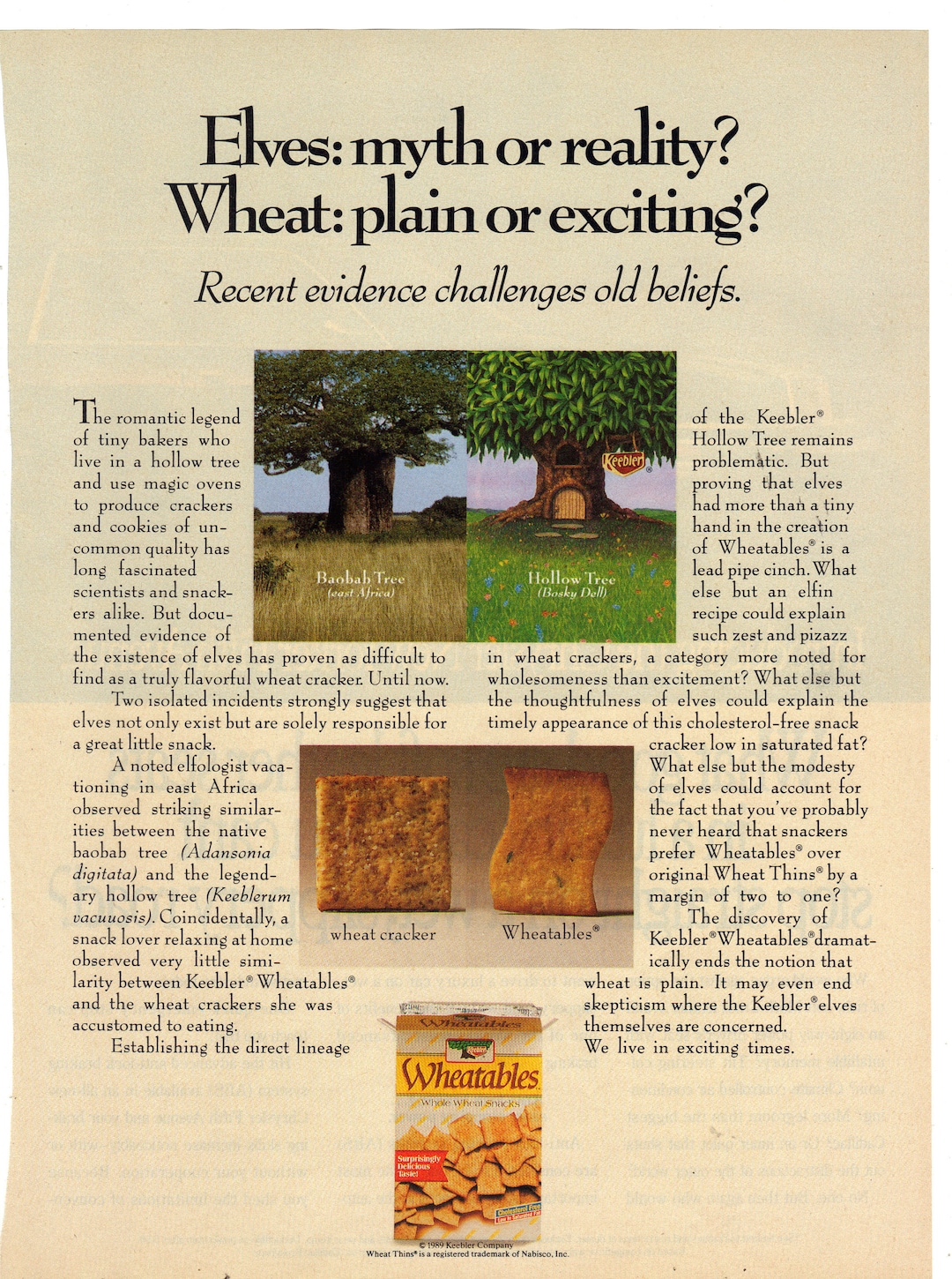 1990 Keebler Wheatables Print Ad - Etsy