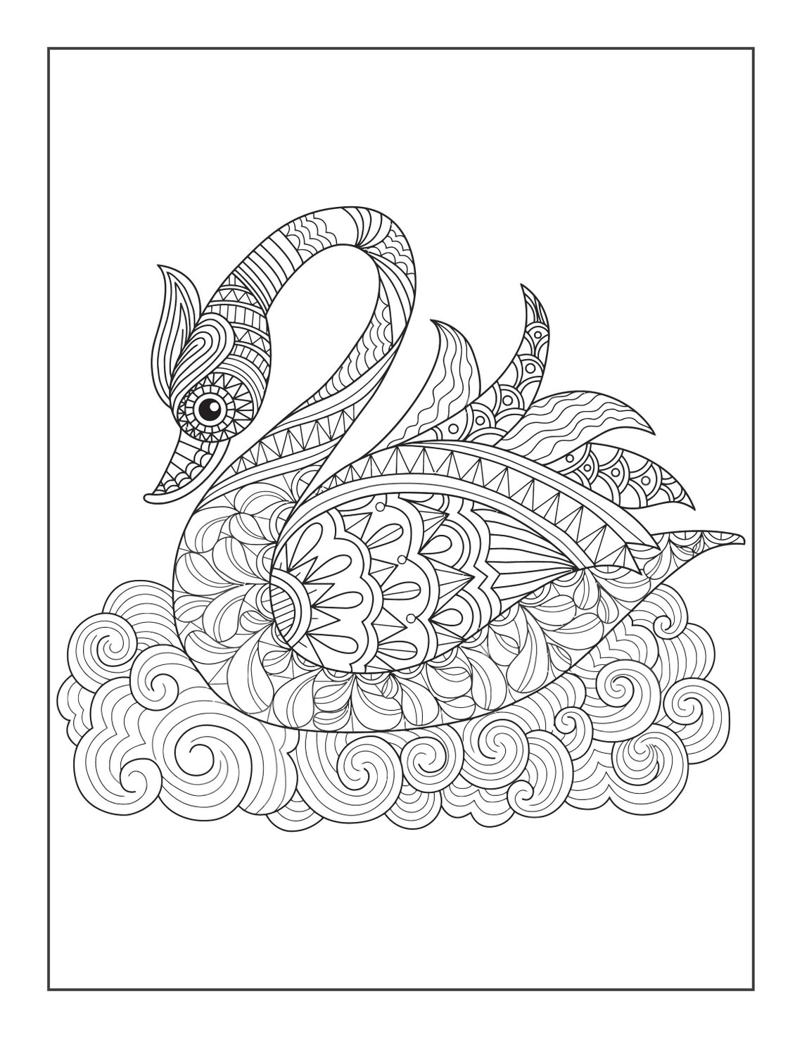 20 Printable Swan Coloring Pages for Children and Adults - Etsy
