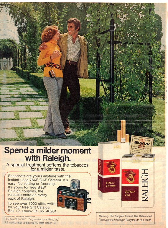 Vintage 1973 Raleigh Cigarettes Print Ad - Etsy