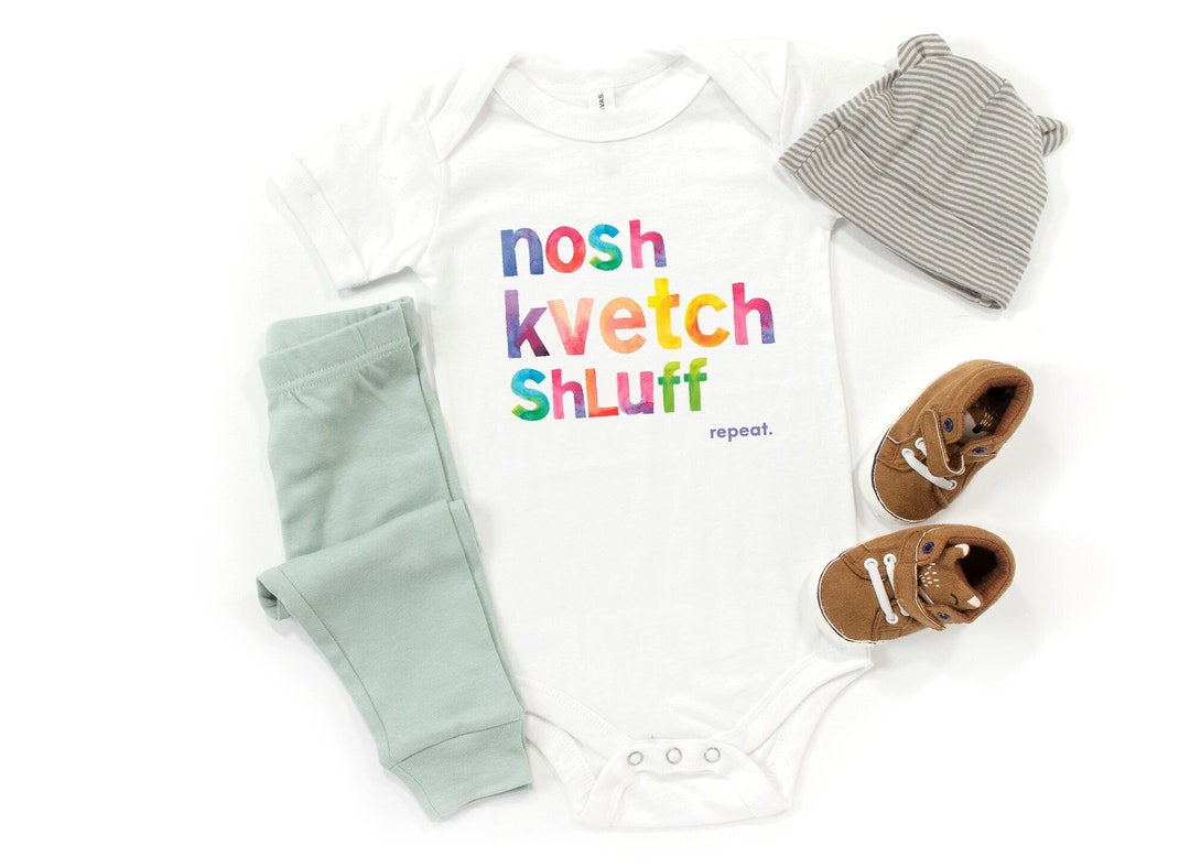 Jewish Baby Onesie, Jewish Newborn Gifts, Yiddish Gifts, Nosh, Kvetch ...