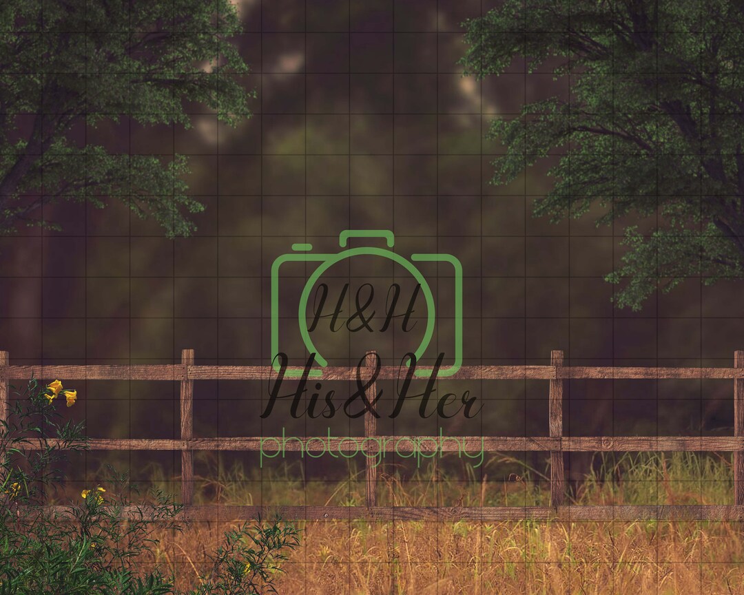 Field, Fence and Forest, Digital Background, Digital Backdrop, Digital ...