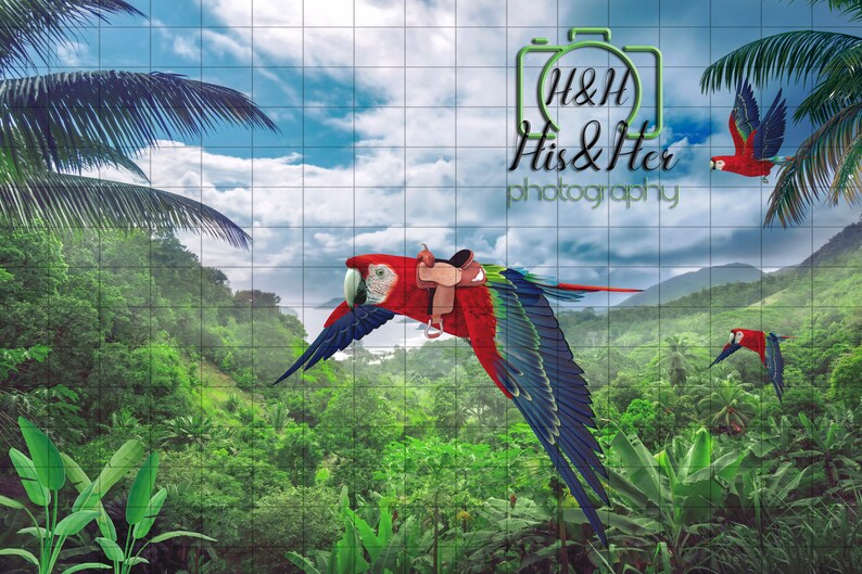 Parrot Flyer Jungle Tropical Digital Background Digital - Etsy