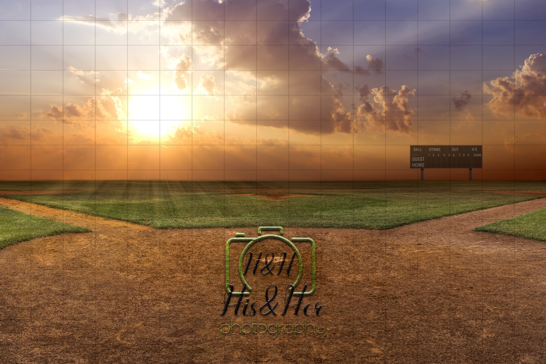 Sunset Baseball Field, Digital Background, Digital Backdrop, Digital ...