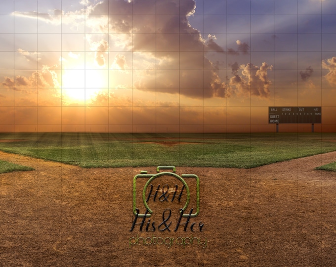 Sunset Baseball Field, Digital Background, Digital Backdrop, Digital ...