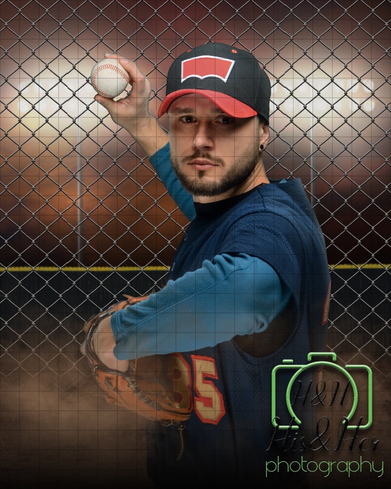 Baseball Fence Player Portrait Digital Background Digital - Etsy