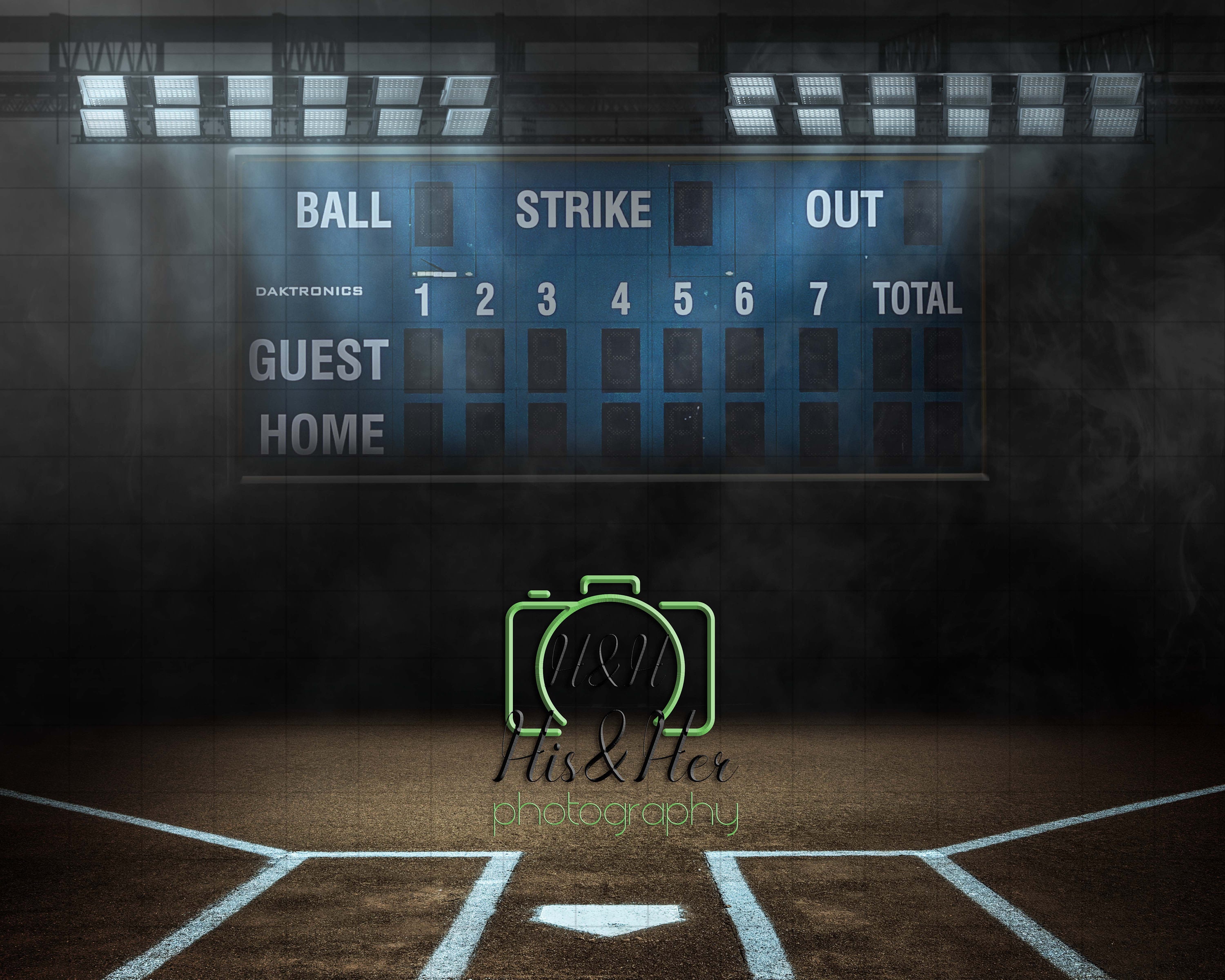 Baseball Player Scoreboard and Lights Digital Background | Etsy