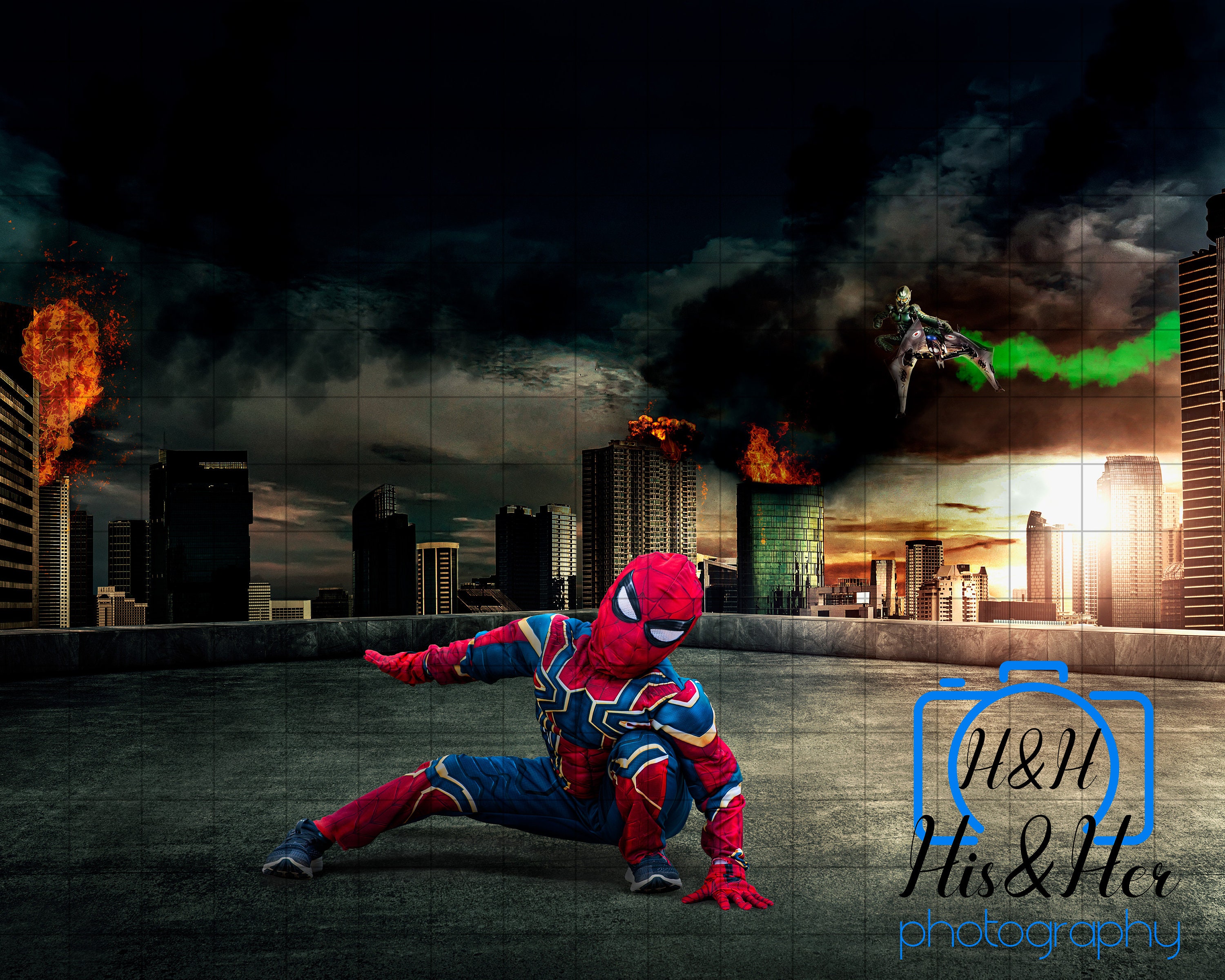 Spider Man/Superhero Roof Top City Digital Background | Etsy