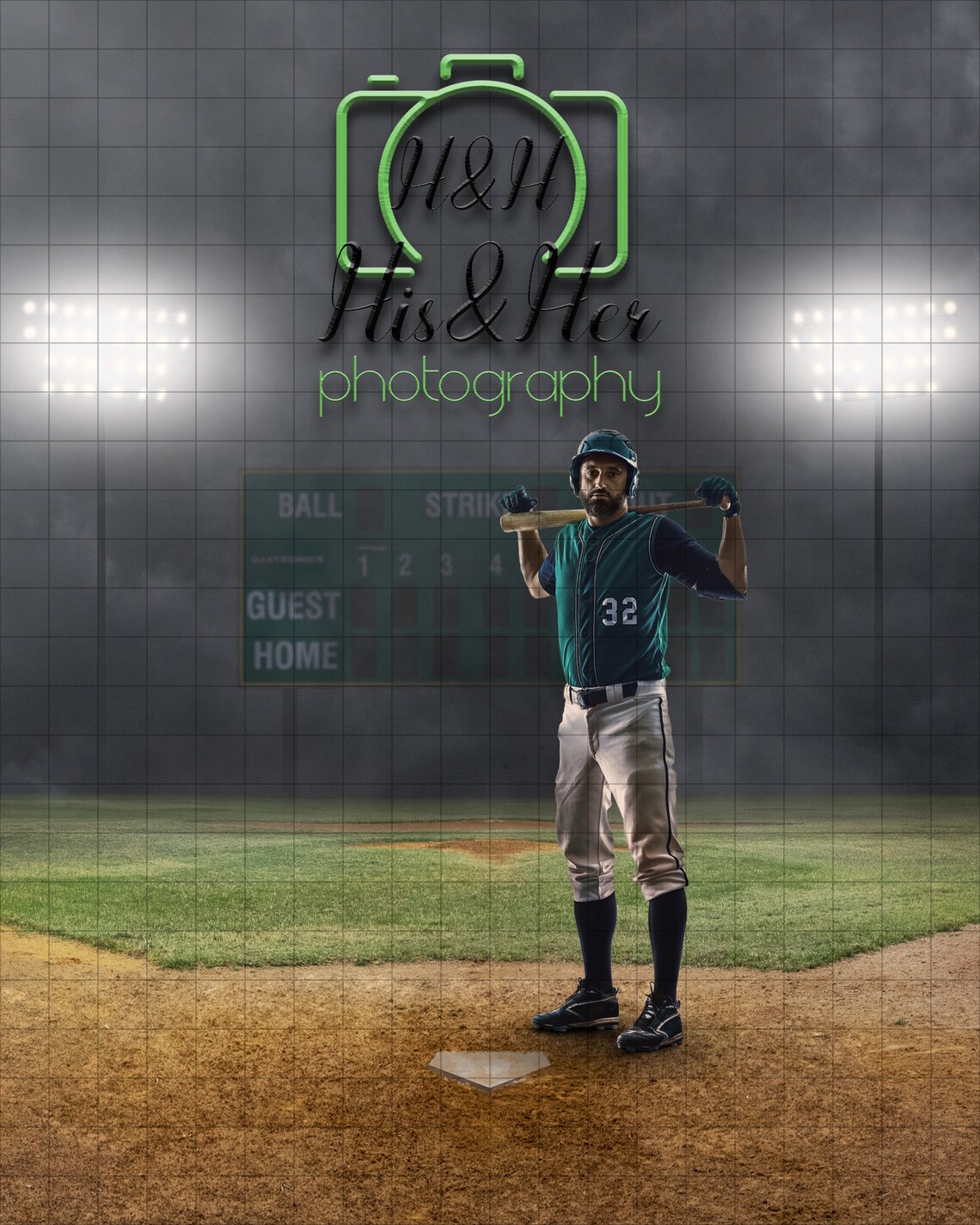 Baseball Player Night Game Digital Background Digital - Etsy