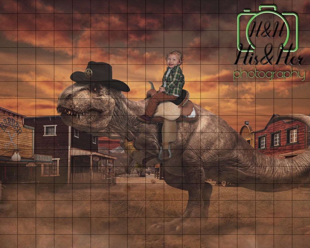 Wild West T-rex Sheriff, Digital Background, Digital Backdrop, Digital ...