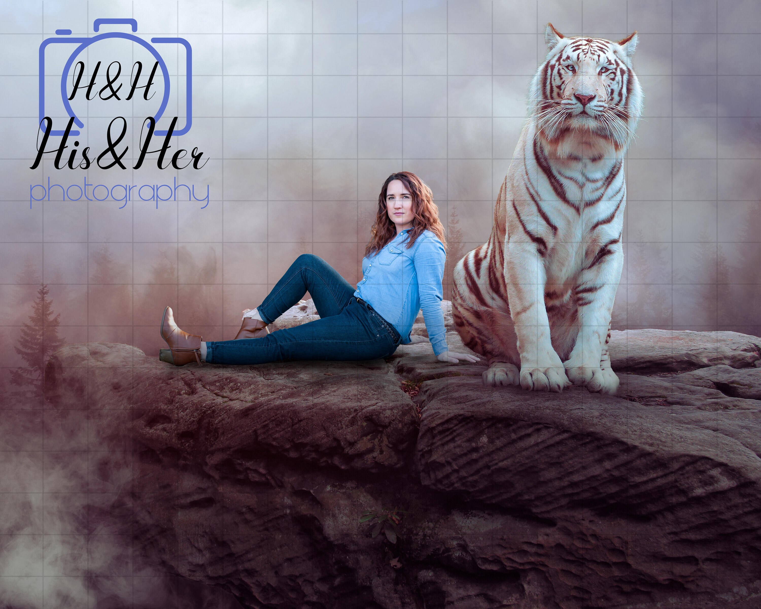 White Tiger on Rock, Digital Background, Digital Backdrop, Digital ...