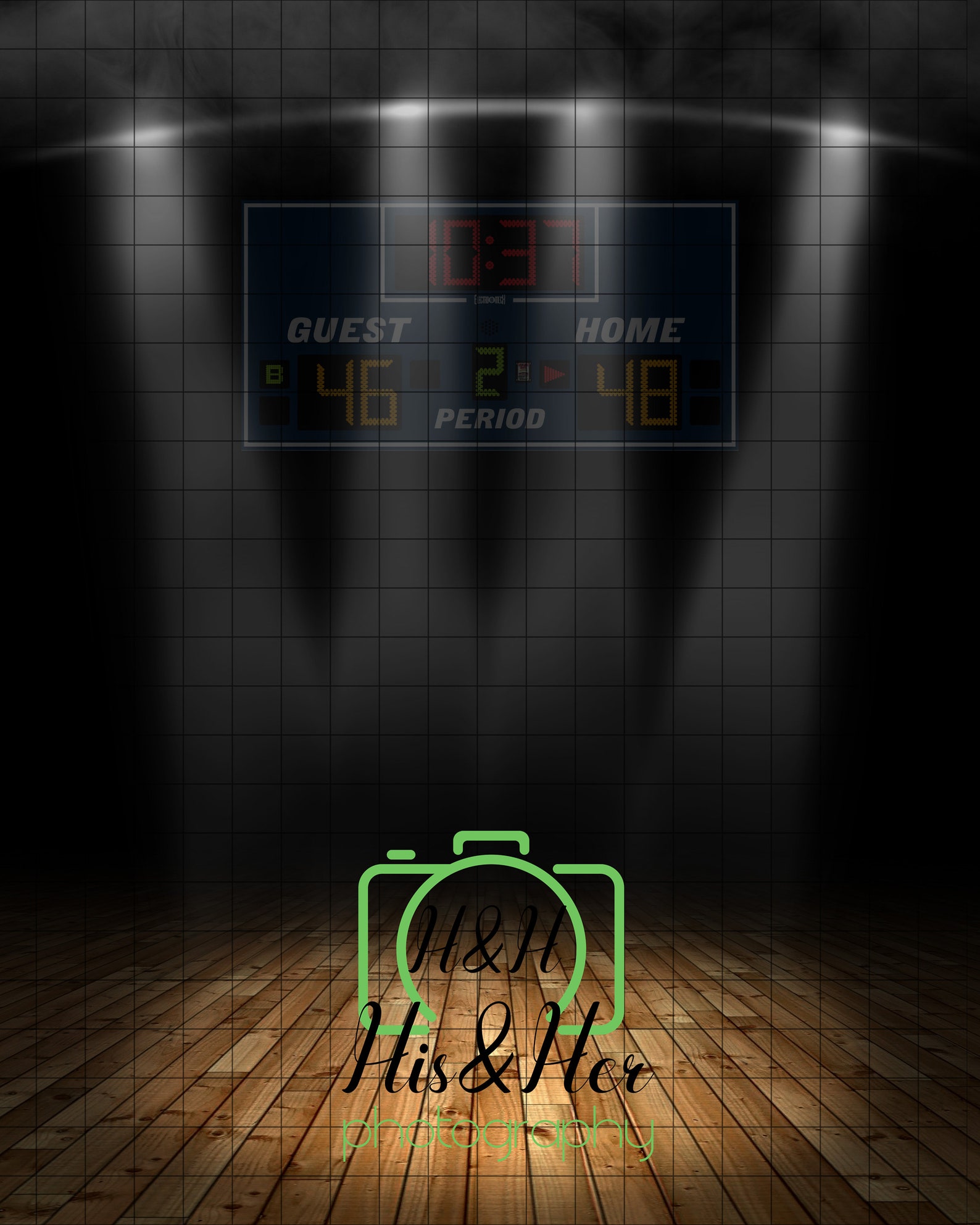 Gym Floor With Scoreboard, Digital Background, Digital Backdrop ...