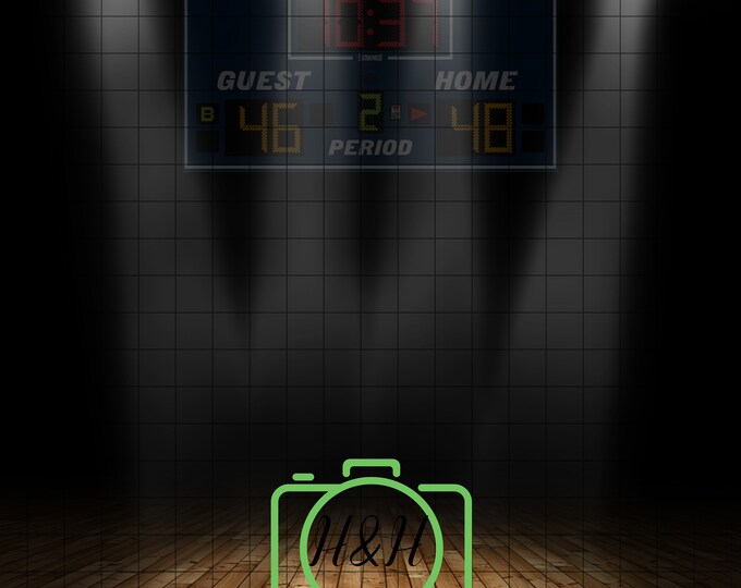 Gym Floor With Scoreboard, Digital Background, Digital Backdrop ...