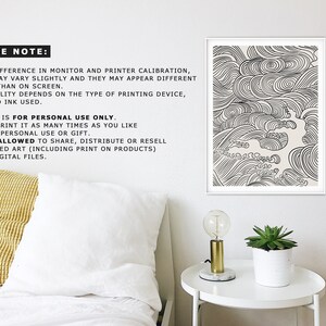 Japanese Abstract Wave Line Art Japandi Graphic Art Beige and Black Art ...