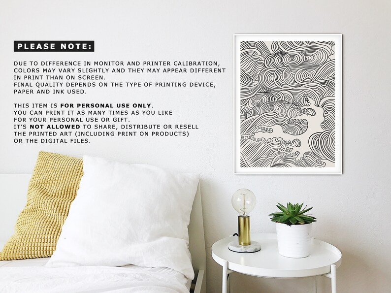 Japanese Abstract Wave Line Art Japandi Graphic Art Beige and - Etsy