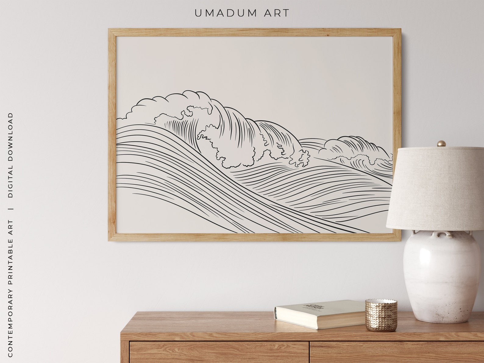 Ocean Wave Print Japanese Line Art Japandi Graphic Art Modern - Etsy