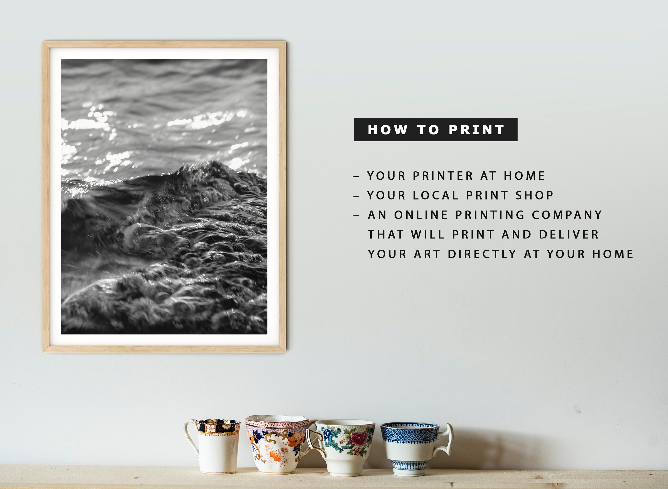 Stormy Sea Printable Monochrome Waves Noir Ocean Print Dark - Etsy