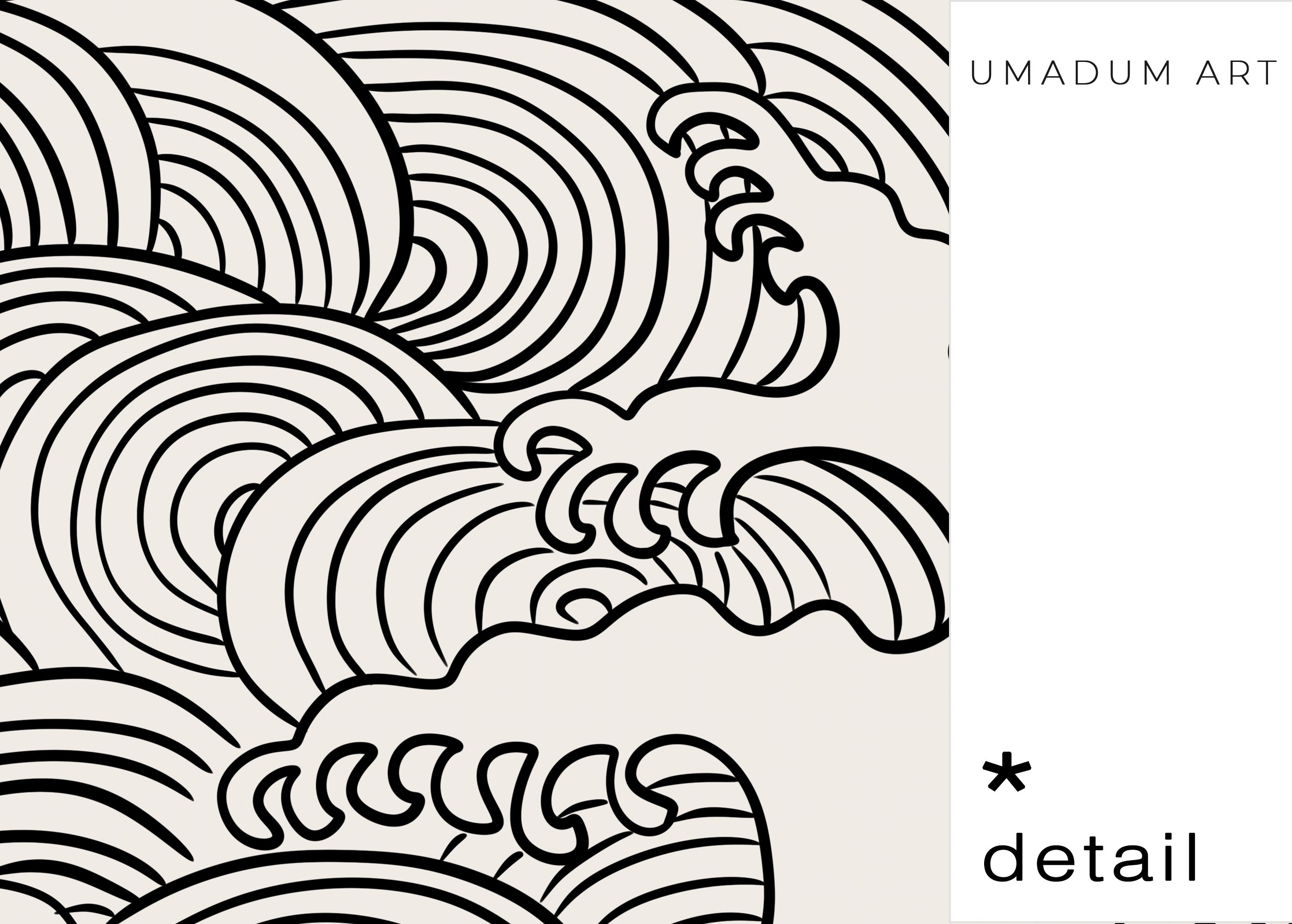 Japanese Abstract Wave Line Art Japandi Graphic Art Beige and Black Art ...