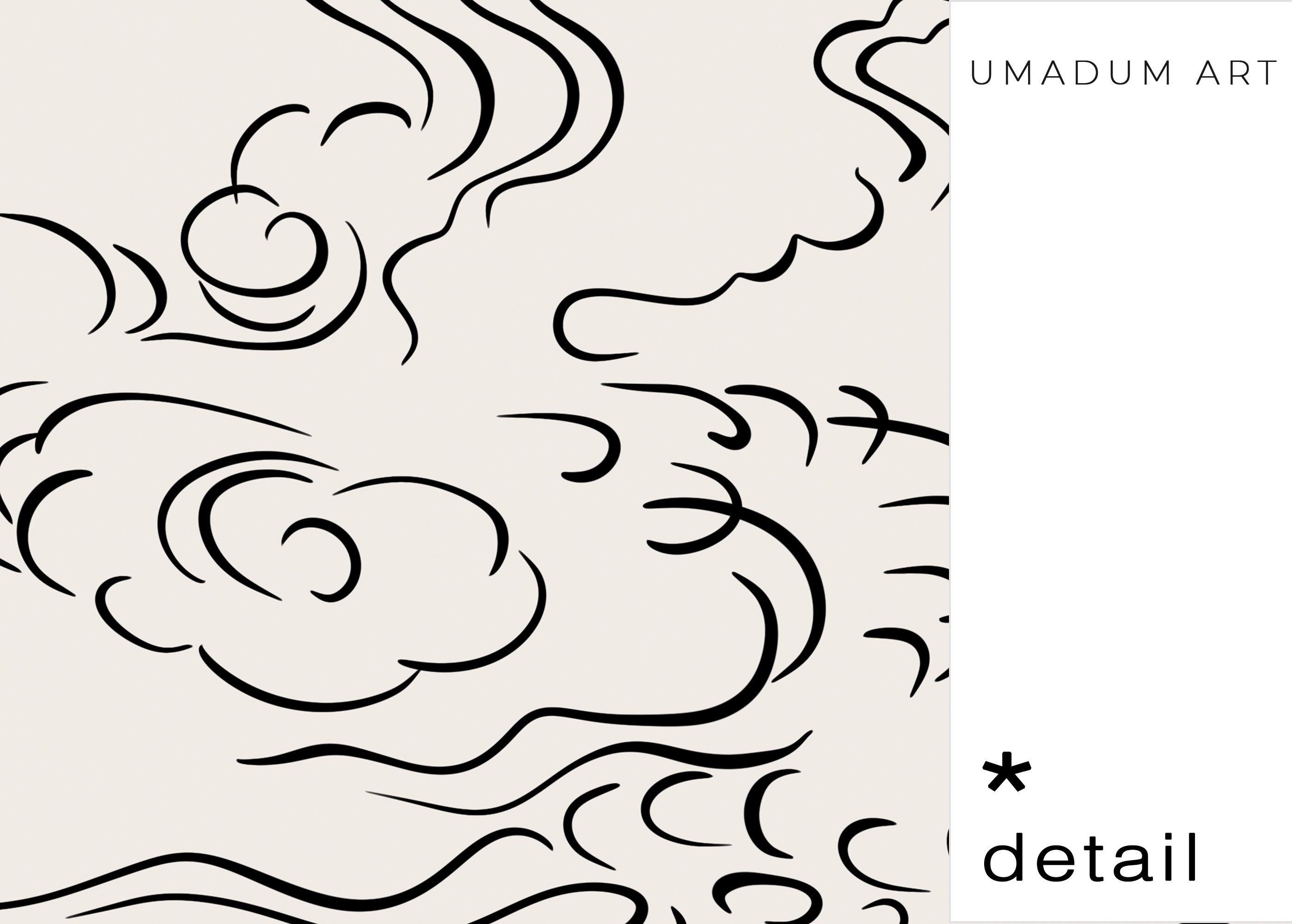 Japandi Cloud Print Abstract Line Art Beige Printable Art Organic ...