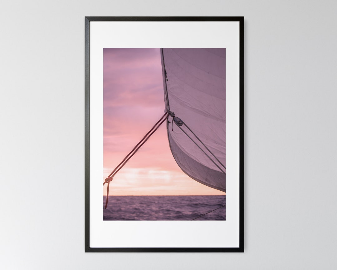Sailing Boat Print Pink Ocean Wall Art Sailboat Photography Coastal ...