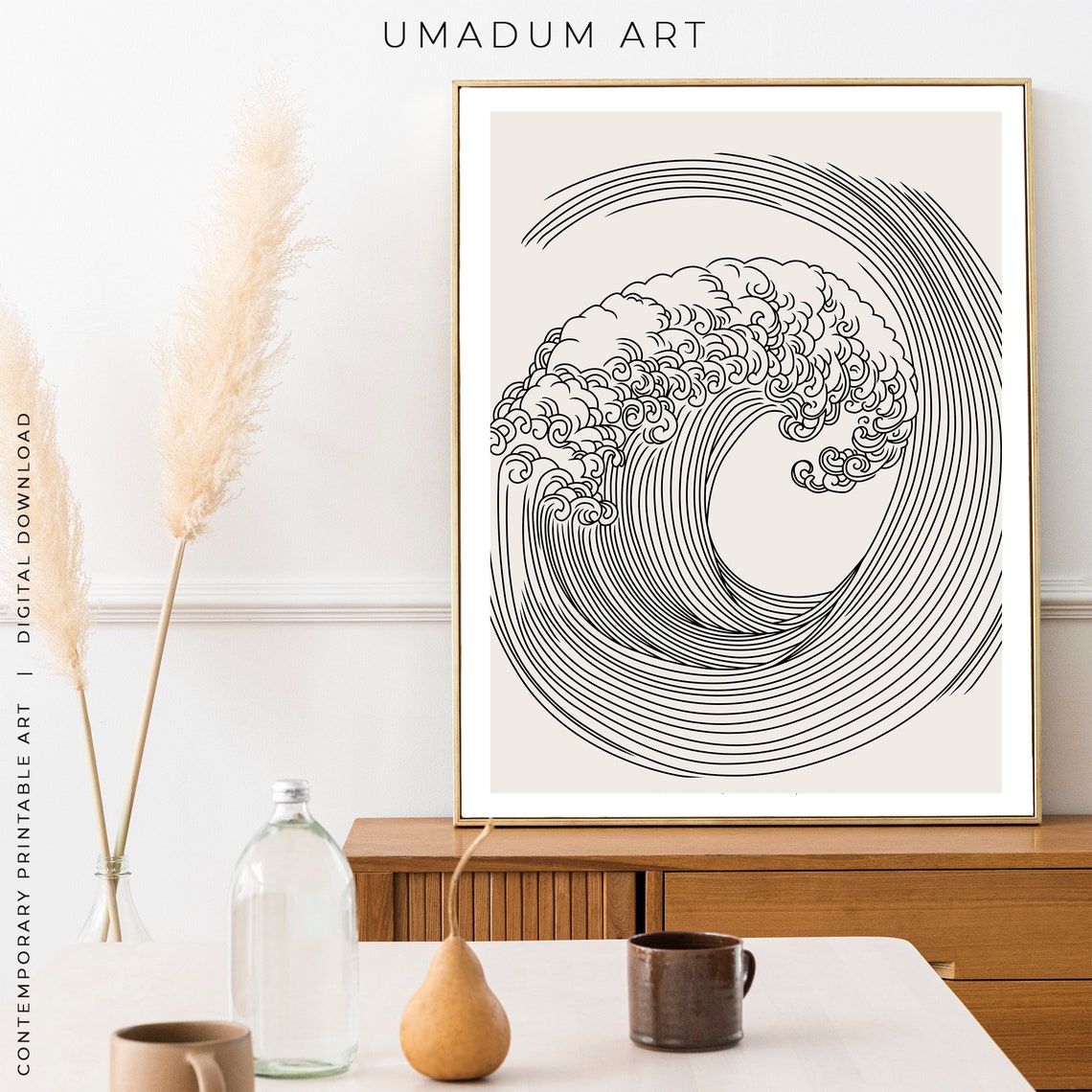 Abstract Wave Print Minimalist Wall Art Continuous Line Art - Etsy
