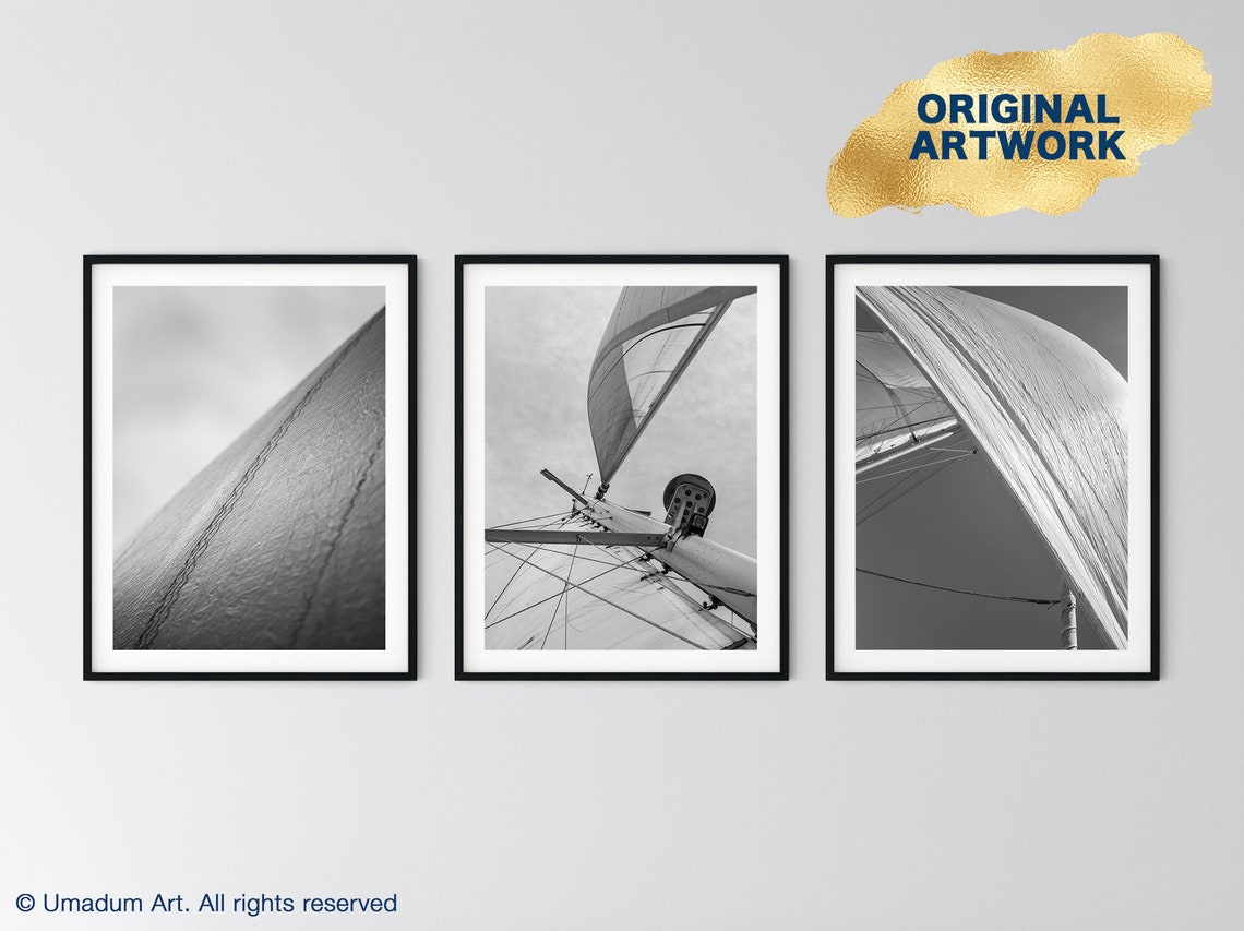 Nautical set of 3 Sailboat art print Sailing photography Sail | Etsy