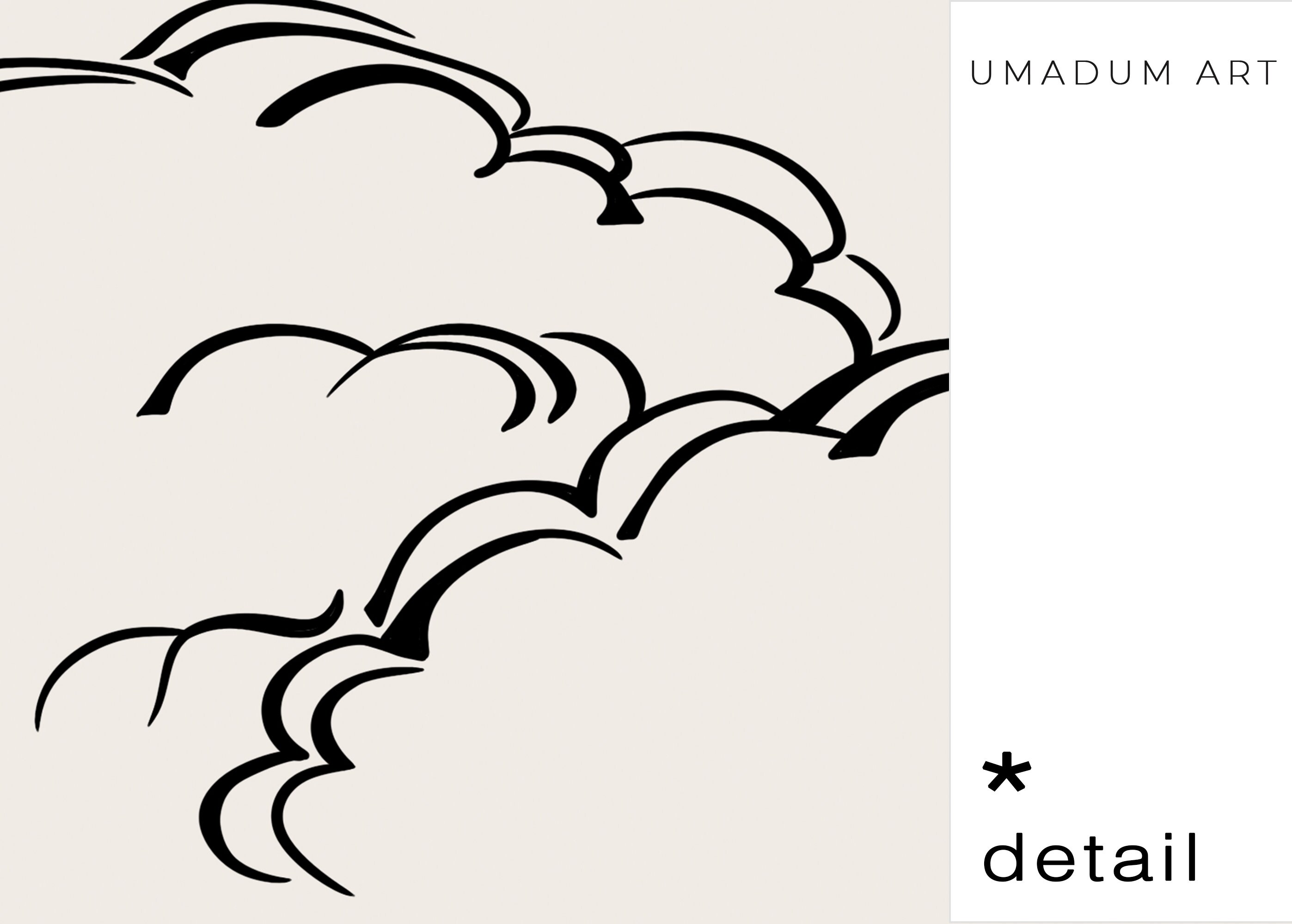Japanese Cloud Print Abstract Line Art Beige Printable Art Organic ...