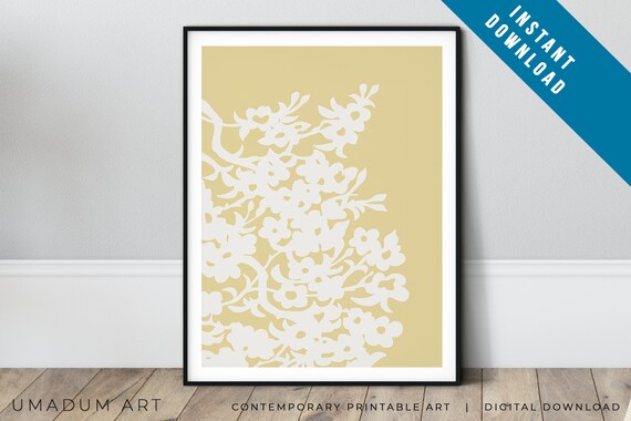 Pastel Yellow Print Japandi Relaxing Art Bedroom Above Bed - Etsy
