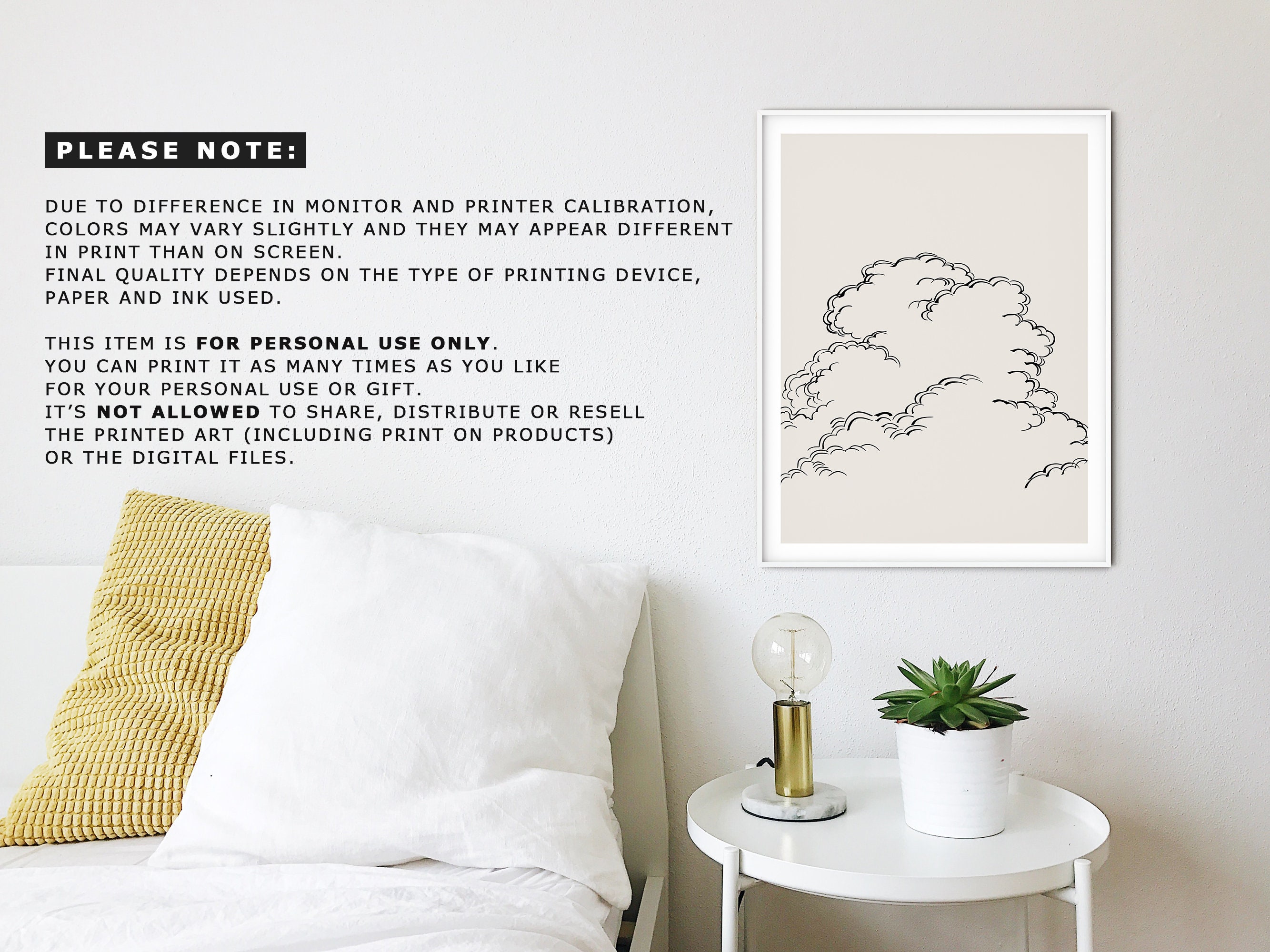 Japanese Cloud Print Abstract Line Art Beige Printable Art Organic ...