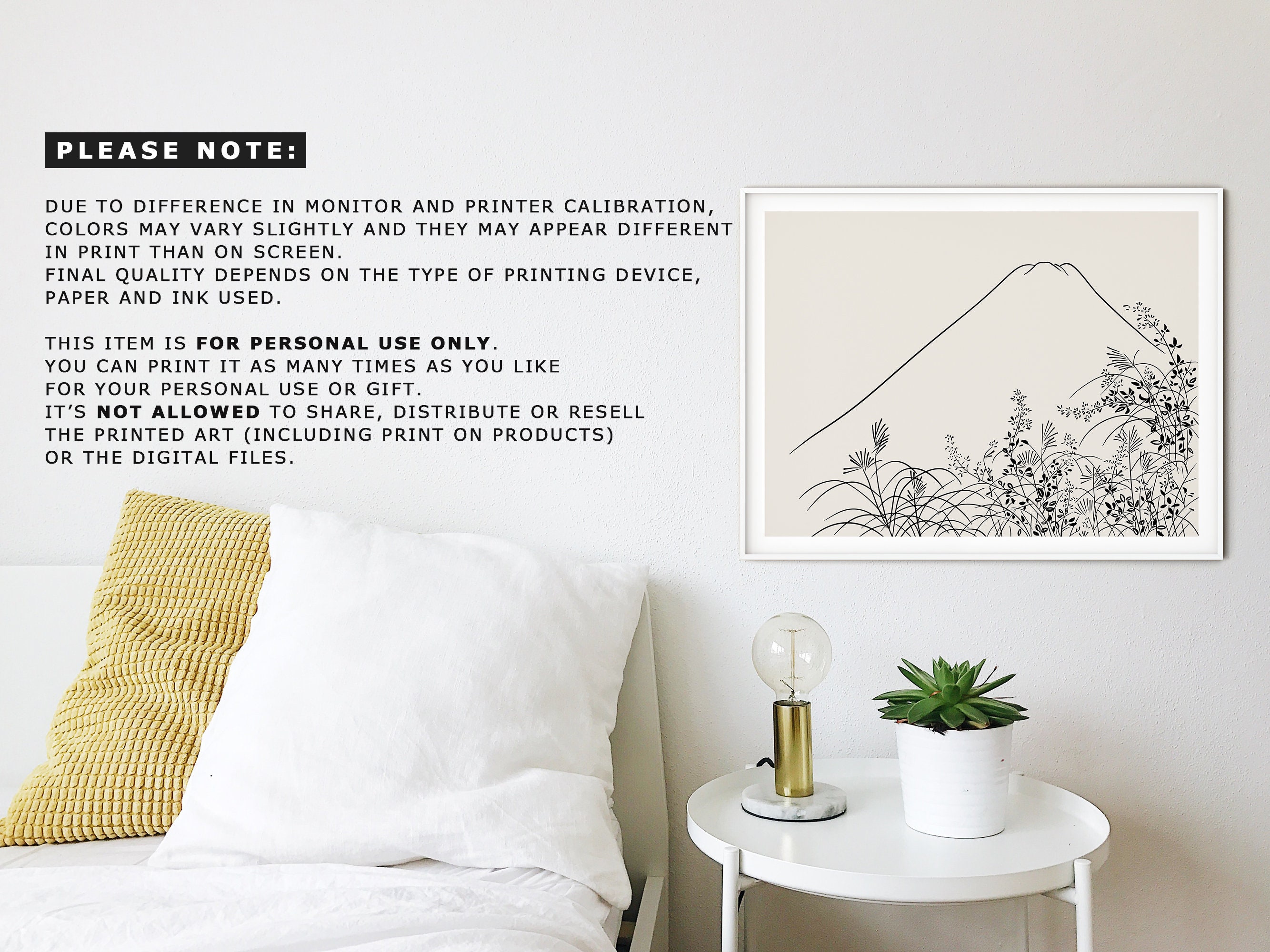 Mount Fuji Print Japanese Minimalist Abstract Line Art Beige Black ...