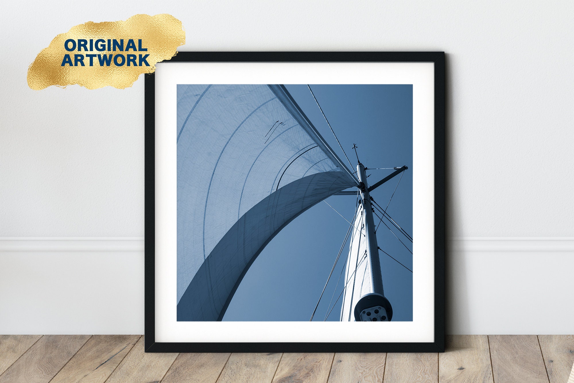Yacht Print Set of 3 Sailing Photography Navy Blue Wall Decor Nautical ...