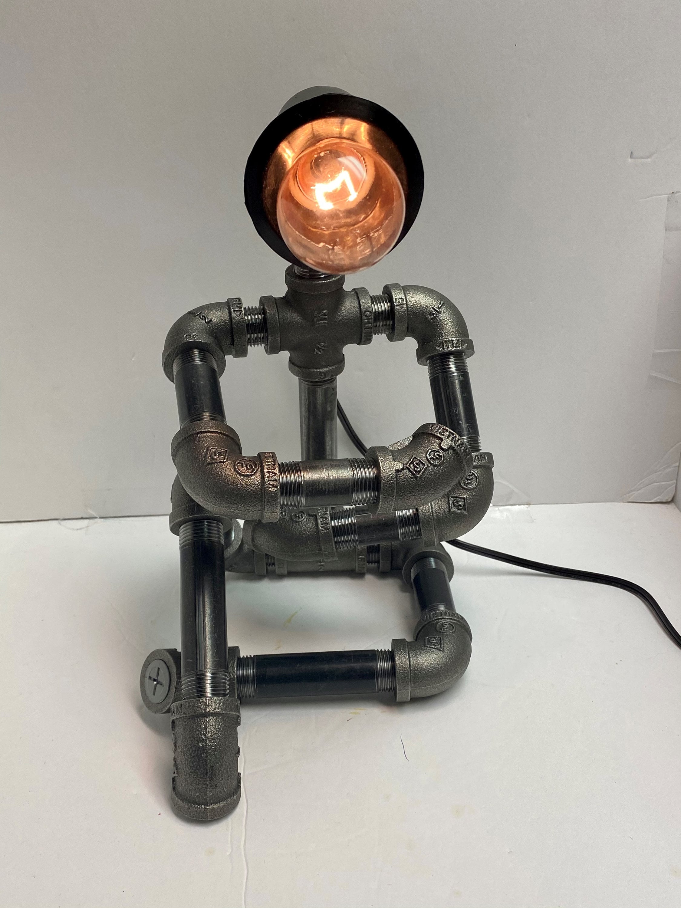 Robot Lamp, Industrial Lamp, Black Pipe Lamp, Steampunk Lamp. - Etsy