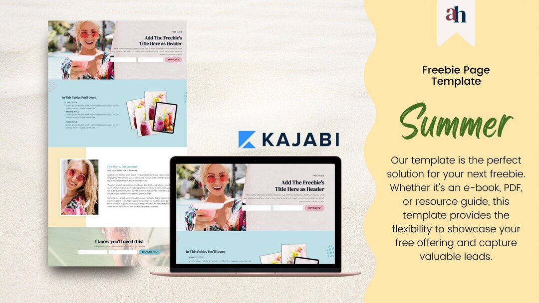 Summer - Kajabi Freebie Template - Etsy