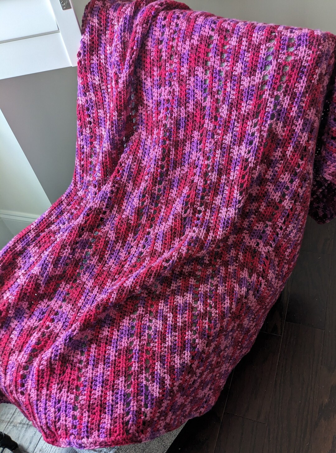 Berry Throw, Magenta Throw, Afghan, Blanket, Purple, Pink, Burgundy ...