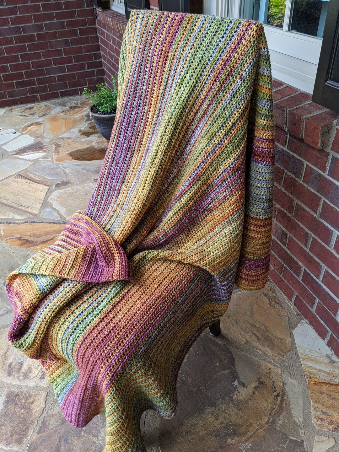 Multicolor Afghan, Burgundy, Gray, Green, Gold, Orange, Rust Afghan ...