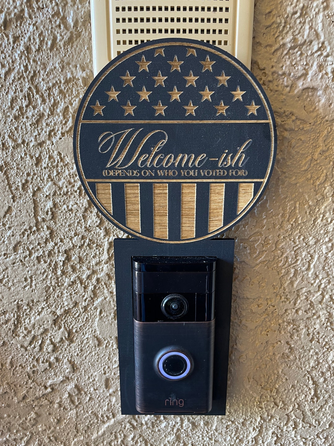 Welcomeish Doorbell Sign, Doorbell, Ring, Nest, Arlo, Depends on Who ...