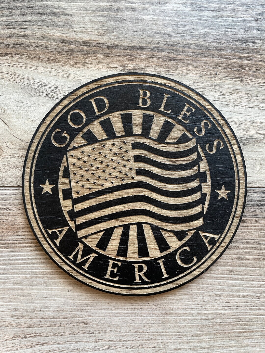 God Bless America Round Sign, American, Patriot, USA, Veteran, Soldier ...