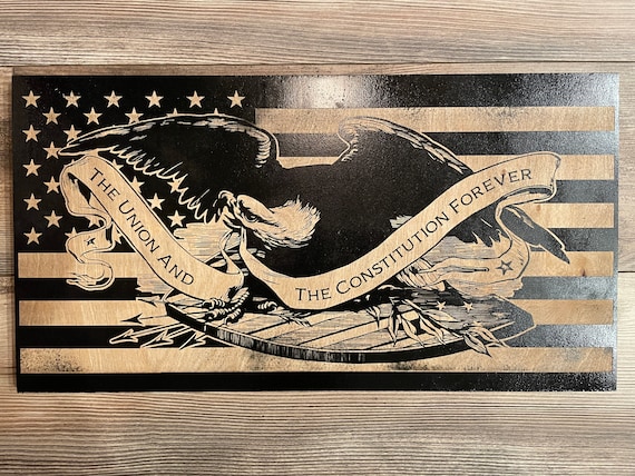 The Union and Constitution Wood Flag Wood Flag American | Etsy