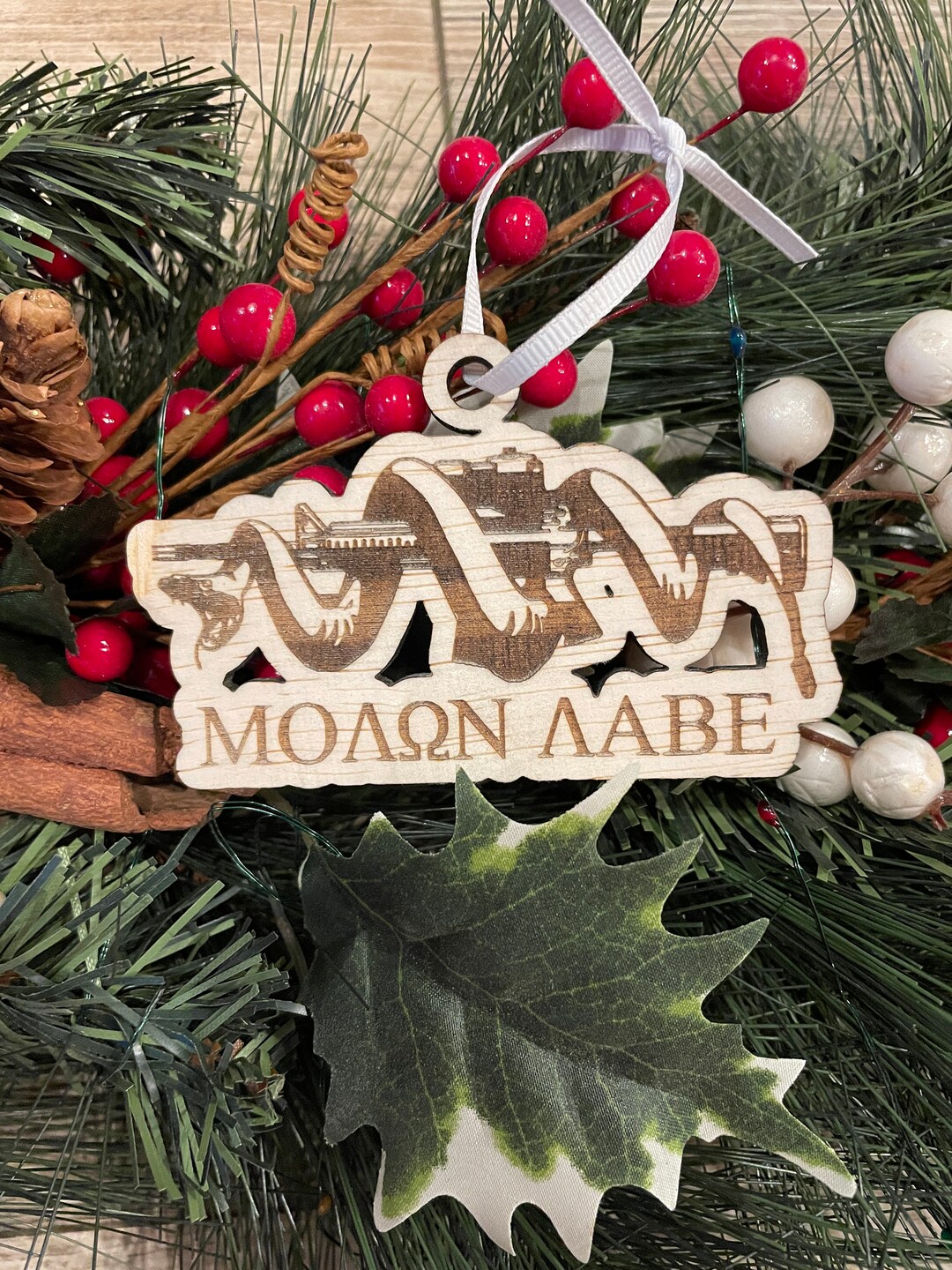 Molon Labe Wood Christmas Ornament, Patriotic Gift - Etsy
