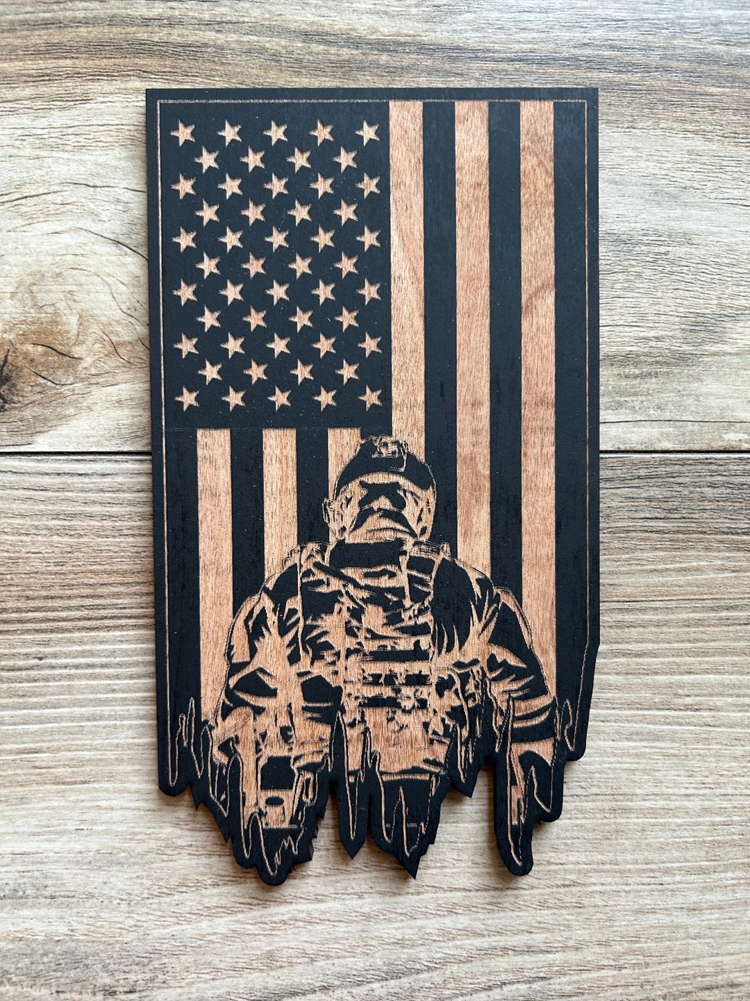 Vertical Tattered Soldier Wood Flag, American Flag, Distressed Flag ...