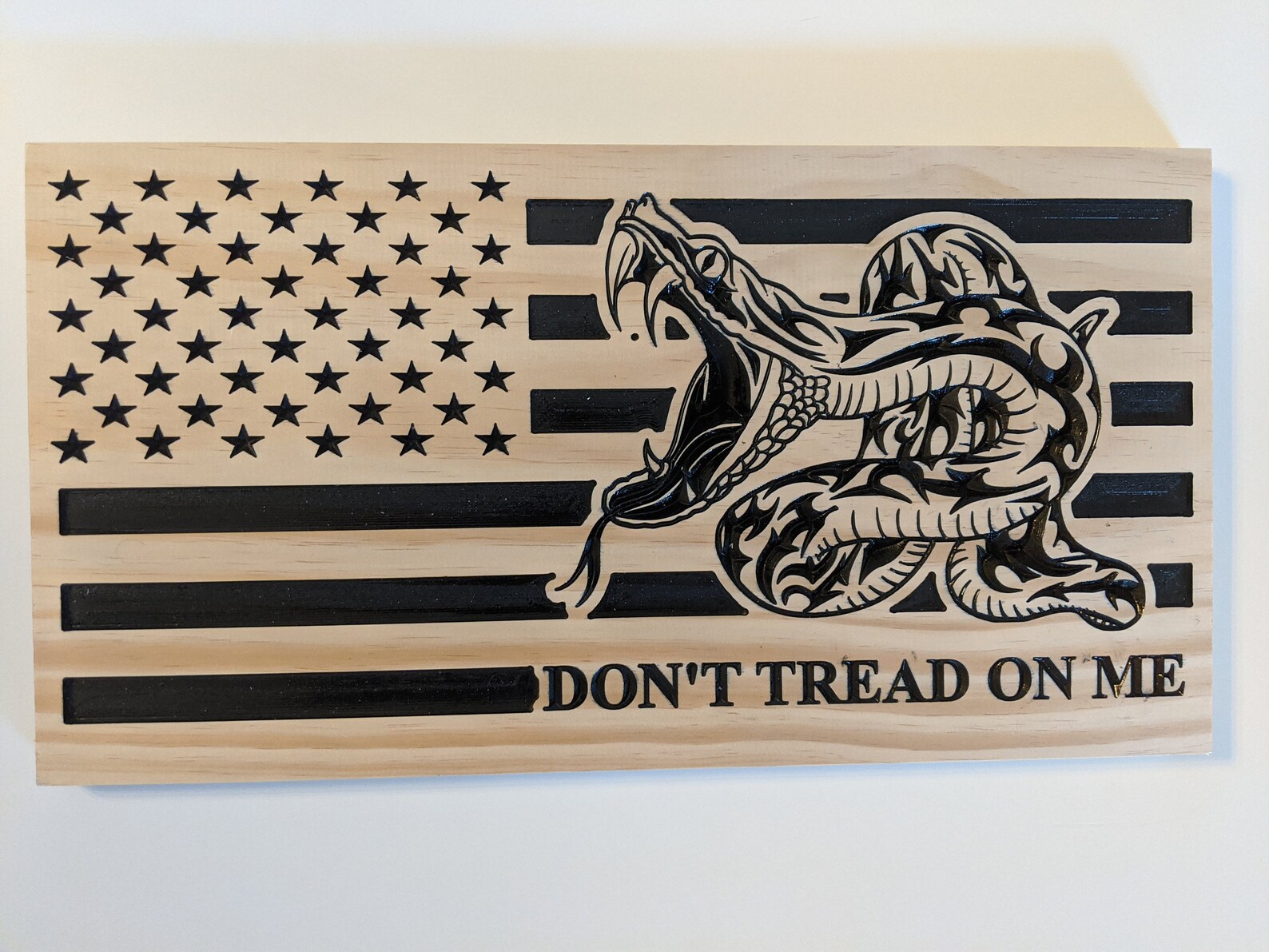 Don't Tread on Me Angry Snake Wood Flag Don't Tread - Etsy
